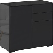 HOMCOM Skříňka se 2 šuplíky a 2 dvířky, Design s Otvorením Pushem, Skříňka se 2 Šuplíky a 2 Dvířky pro Domov a Kancelář, 79x36x74cm, Matná Černá | Aos