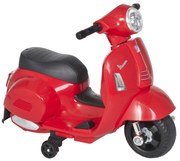 HOMCOM VESPA elektrická motorka dětská motorka elektrické vozidlo 18-36 měsíců 3 km/h LED světlo zvuk PP plast kov červená 66,5 x 38 x 52 cm | Aosom