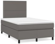 Box spring postel s matrací a LED šedá 120 x 190 cm umělá kůže