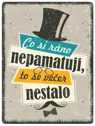 Postershop Plechová cedule: Co si ráno nepamatuji, to se vecer nestalo - 30x40 cm