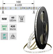 LED pásek McLED 24V neutrální bílá š=10mm IP20 4,8W/m 60LED/m SMD3528 ML-126.794.60.8 (20m)