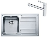 Franke - Set N83, nerezový dřez LLX 611/2 a baterie FC 3055.031, nerez/chrom 101.0650.597
