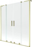 Mexen Velar L Duo, 2-křídlová posuvná vanová zástěna 140 x 150 cm, 8mm čiré sklo, zlatá matná, 896-140-003-02-55