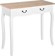 HOMCOM Konzolový stolek s 2 zásuvkami Retro design pro předsíň, chodbu, obývací pokoj a ložnici, borovice 87x34x78,5 cm Bílý | Aosom