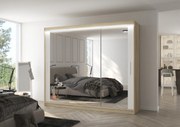 ADRK Furniture Posuvná skříň se zrcadlem a LED osvětlením CHESTER 250