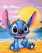 Diamantové malování - motivy z oblíbené kreslené pohádky "Lilo a Stitch"- hranaté diamanty III Rozměry: 20x25 cm, Varianta: L