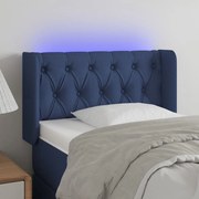 Čelo postele s LED modré 83 x 16 x 78/88 cm textil