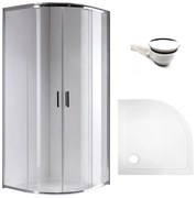 BPS-koupelny Čtvrtkruhový sprchový kout HYD-RK94A 80x80 cm chrom/transparent + vanička HYD-RSV-ST01A bílá