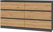 FALCO Komoda Malvína M6 140 antracit/dub artisan