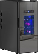 HOMCOM Chladnička na víno 12 lahví 30 l 8-18 ℃ Dvojitá termoelektrická chladnička na lahve se skleněnými dveřmi, chladnička na nápoje s LED světlem, …