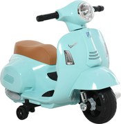 HOMCOM VESPA elektrická motorka dětská motorka elektrické vozidlo 18-36 měsíců 3 km/h LED světlo zvuk PP plast kov zelená 66,5 x 38 x 52 cm | Aosom
