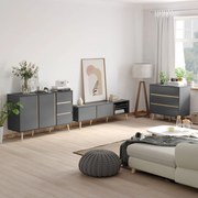 HOMCOM Komoda se 3 zásuvkami bez úchytů v severském designu - 80 x 40 x 80 cm - Šedá | Aosom