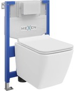 Mexen sada podomítkového WC rám Fenix XS-F s mísou WC Vega a pomalu sklápějícím sedátkem, bílý lesk - 68030654000
