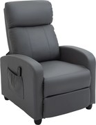HOMCOM Relaxační křeslo, televizní křeslo s vibrační masáží, polohovací funkcí, 2 masážní body, dálkové ovládání, 68 x 88 x 98 cm Šedá