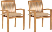 Zahradní židle 2 ks béžové podušky masivní teak 3063270