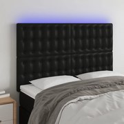 Čelo postele s LED černé 144x5x118/128 cm umělá kůže
