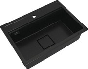 Gamma Quadro 7050, 1-komorový granitový dřez 700x500x220 mm, černá-zlatá, GMA-ZLE000239