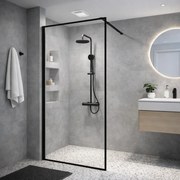 Erga Paris, sprchová zástěna Walk-In 60x200 cm v černém rámu, 8mm čiré sklo, černý profil, ERG-V02-PARIS-060x200-BF