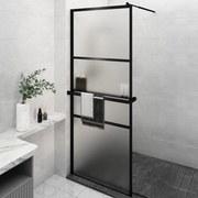 Zástěna do průchozí sprchy s policí černá 80x195 cm ESG/hliník 3185451