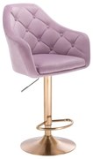 LuxuryForm DESIGN Barová židle ANDORA VELUR na zlaté kulaté podstavě - levandule