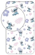 Jerry Fabrics Bavlněné prostěradlo s gumičkou 90x200 Lilo a Stitch bílé barevné pro děti JF 02
