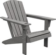 Zahradní křeslo Outsunny s držákem na hrnek, patio křeslo, venkovní křeslo, zahradní nábytek, balkonové křeslo, Adirondack, šedé, HDPE, 75 x 87 x 90 c