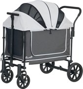Kočárek pro psy Skládací kočárek pro psy a kočky do 30 kg 110 x 65 x 102 cm Tmavě šedý