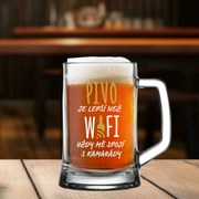 PIVO - LEPŠÍ NEŽ WI-FI, VŽDY MĚ SPOJÍ S KAMARÁDY - pivní sklenice 0,5 l