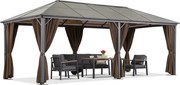 Zahradní altán Milos 3x6 m s moskytiérou a hnědými závěsy Garden Point