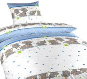 DADKA Povlečení krep do postýlky Sloni denim 90x130, 45x60 cm