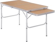 Skládací přenosný táborový stůl s výklopným křídlem, lehký hliníkový piknikový stůl, nosnost 30 kg, nastavitelná výška 153x60x39/71 cm | Aosom