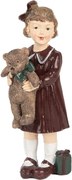 Dekorace figurka holčička s medvídkem a dárečkem - 6*5*15 cm