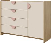 LEXI a | komoda 9 | 123 cm | dub cremona/béžová/růžová