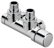 Zehnder - Rohová armatura Set P, 1/2, s regulační hlavicí vpravo, přívod vpravo, rozteč 50 mm, chrom 839058