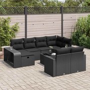11dílná zahradní sedací souprava s poduškami černá polyratan 3326069