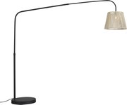 Japandi venkovní stojací lampa černá s béžovým lanovým stínidlem IP44 - Arc Jayla