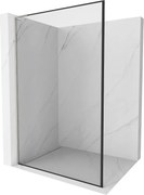 Mexen Kioto L, sprchová zástěna Walk-In 100 x 200 cm, 8mm čiré sklo černý vzor, broušená ocel profil, 800-100-103-97-70
