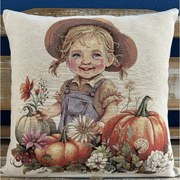 Tegatex Gobelínový povlak na polštář - holčička s dýněmi 42*42 cm