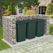 Gabionová zástěna pro 3 popelnice ocelová 250 x 100 x 120 cm 142560