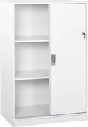 HOMCOM Praktická kancelářská skříň s 2 posuvnými dveřmi, zámky a 3 policemi pro kancelář a studium 80x40x120 cm Bílá | Aosom