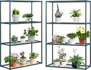 Outsunny Rostlinný stojan 2-pack, stojan na rostliny se 4 úrovněmi, květinový stojan, regál na květiny pro balkon, zahradu, skleník, ocel, zelený, 70