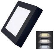 Solight LED mini panel CCT, přisazený, 12W, 900lm, 3000K, 4000K, 6000K, čtvercový, černá barva