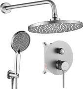Rea Lungo Stripe, podomítková sprchová souprava + BOX, broušená ocel, REA-P9493