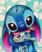 Diamantové malování - motivy z oblíbené kreslené pohádky "Lilo a Stitch"- hranaté diamanty III Rozměry: 20x25 cm, Varianta: N