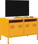 Fionshop 263676351 Tv skříňka hořčicově žlutá 68 x 39 x 43,5 cm ocel