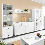 Obývací stěna BERGEN B | 7 dílů | 420 cm | bílá mat/bílá lesk