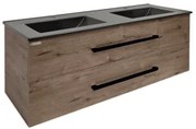 Koupelnová skříňka s černou úchytkou a umyvadlem SAT Cube Way 120x53x46 cm dub Hickory mat CUBE46C1202DWMODC