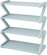 botník, 4 patra, konstrukce tvaru Z, kov/plast/látka, 51x45x19 cm, modrá, Dekorino BB20260047