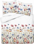 Detexpol Bavlněné povlečení 220x200 Bílé s letními lučními květy - barevné povlečení v boho stylu, 100% bavlna - 5341 A - Soft Meadow