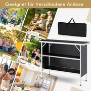 Costway Skládací hliníkový kempingový stůl se 2 patry Camping Cabinet, černý